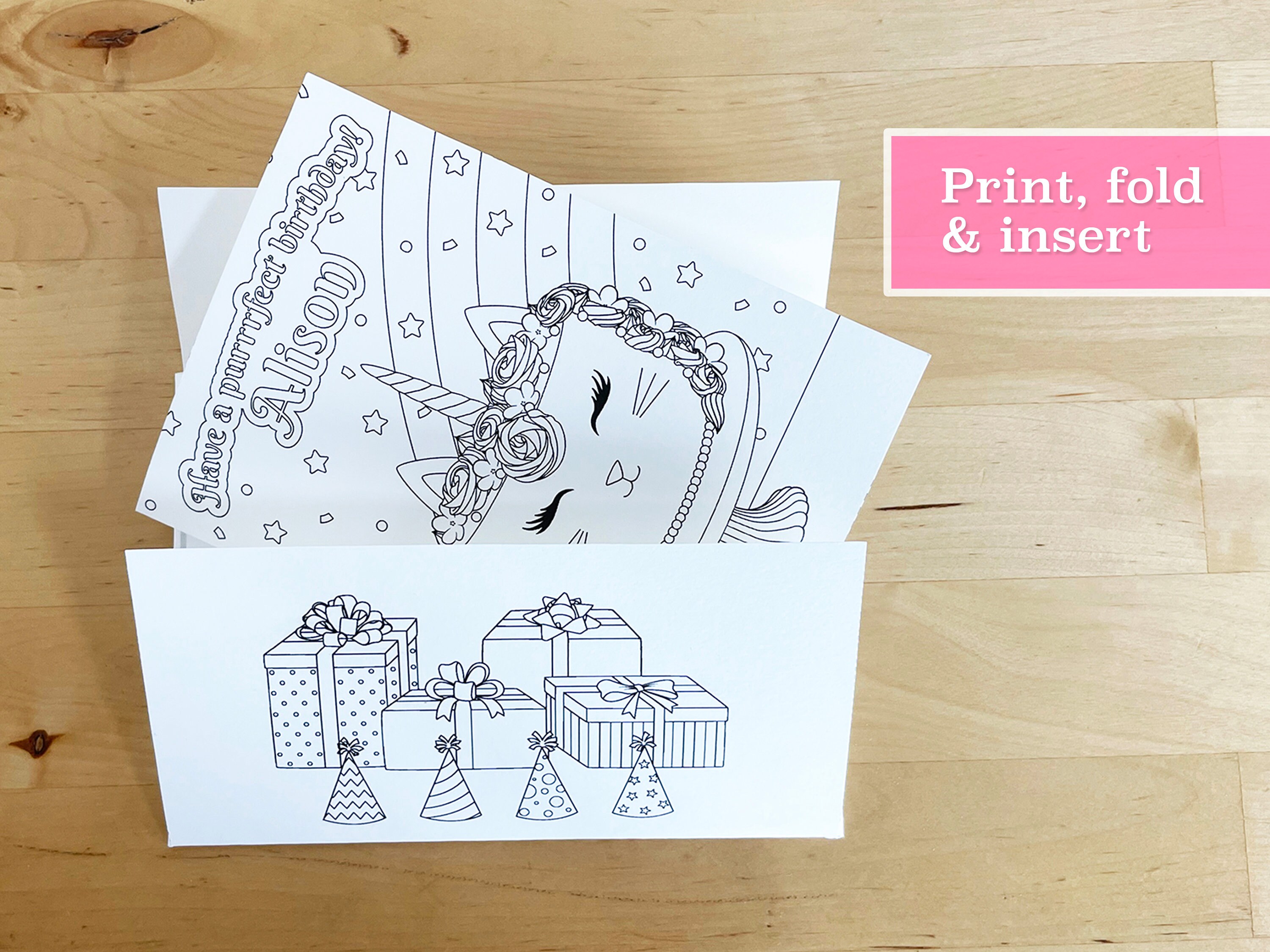 Printable Birthday Card - Unicorn Coloring Page - Unicorns - Print and ...