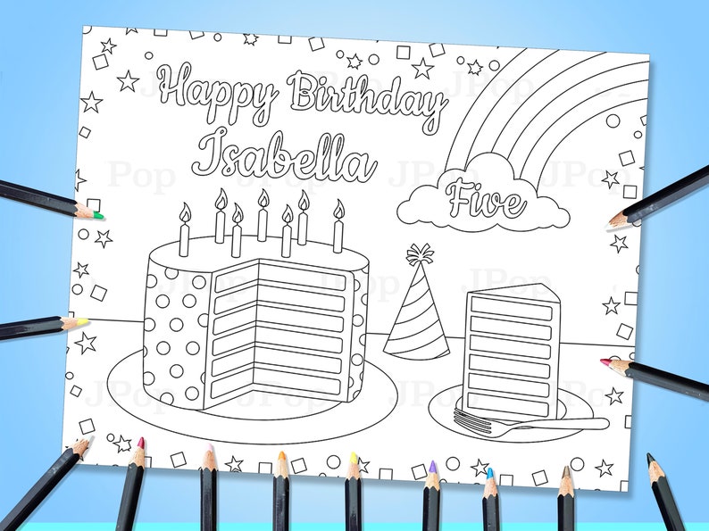 Printable Personalized Coloring Pages - Rainbow Cake Coloring Pages ...