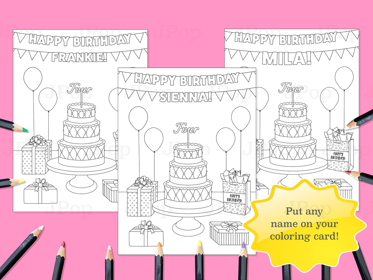 Personalized Print and Color Birthday Card Printable Birthday Card ...