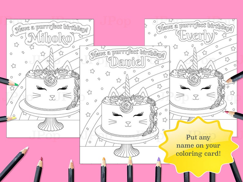 Printable Birthday Card - Unicorn Coloring Page - Unicorns - Print and ...