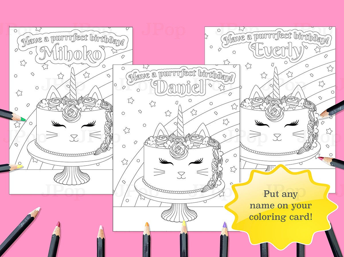 Printable Birthday Card - Unicorn Coloring Page - Unicorns - Print and ...