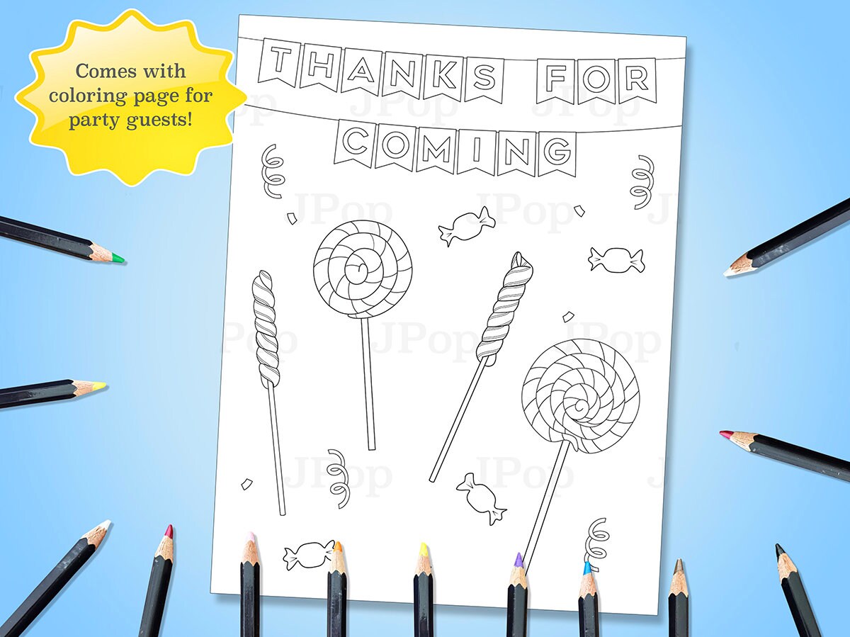 Personalized Candy Birthday Coloring Pages: Party Activity (digital ...