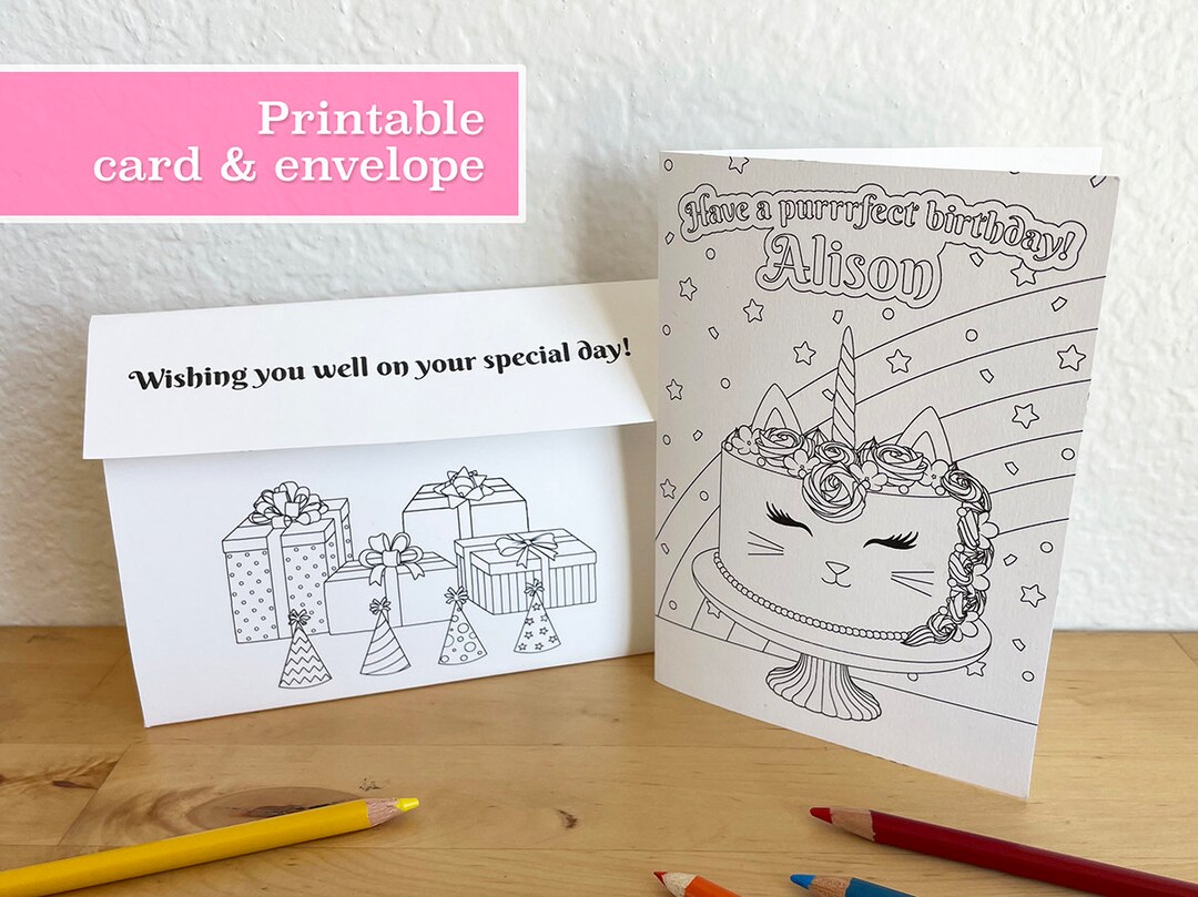 Printable Birthday Card - Unicorn Coloring Page - Unicorns - Print and ...