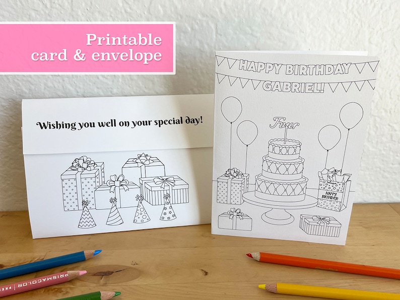 Personalized Print and Color Birthday Card Printable Birthday Card ...