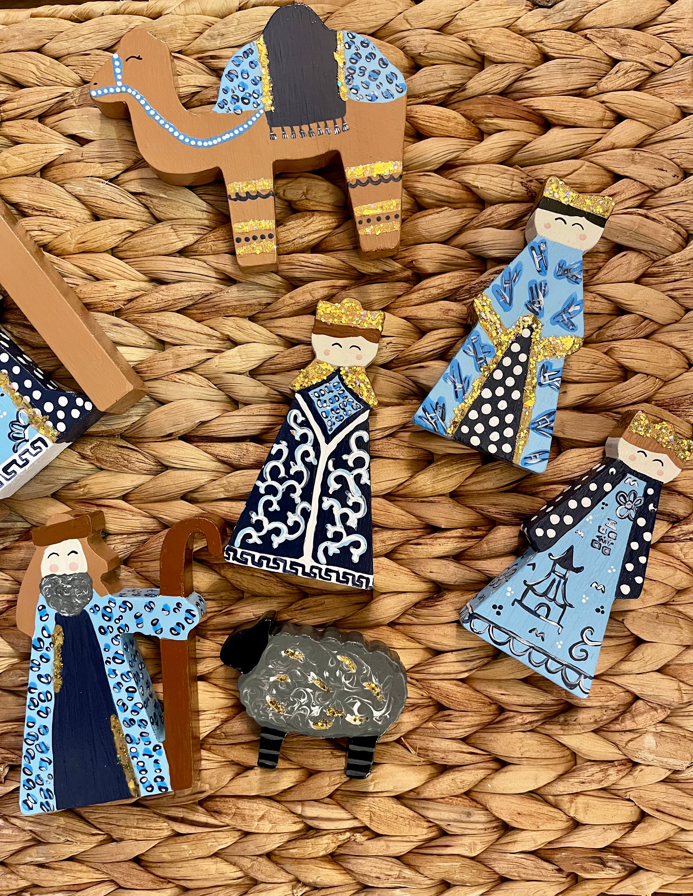 Blue Hand Painted Nativity Scene - Etsy