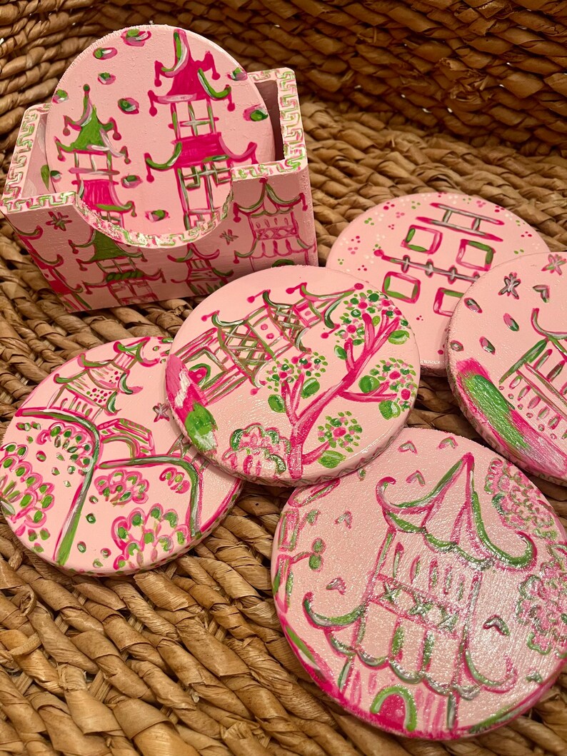 Hand Painted Chinoiserie Coasters - Etsy
