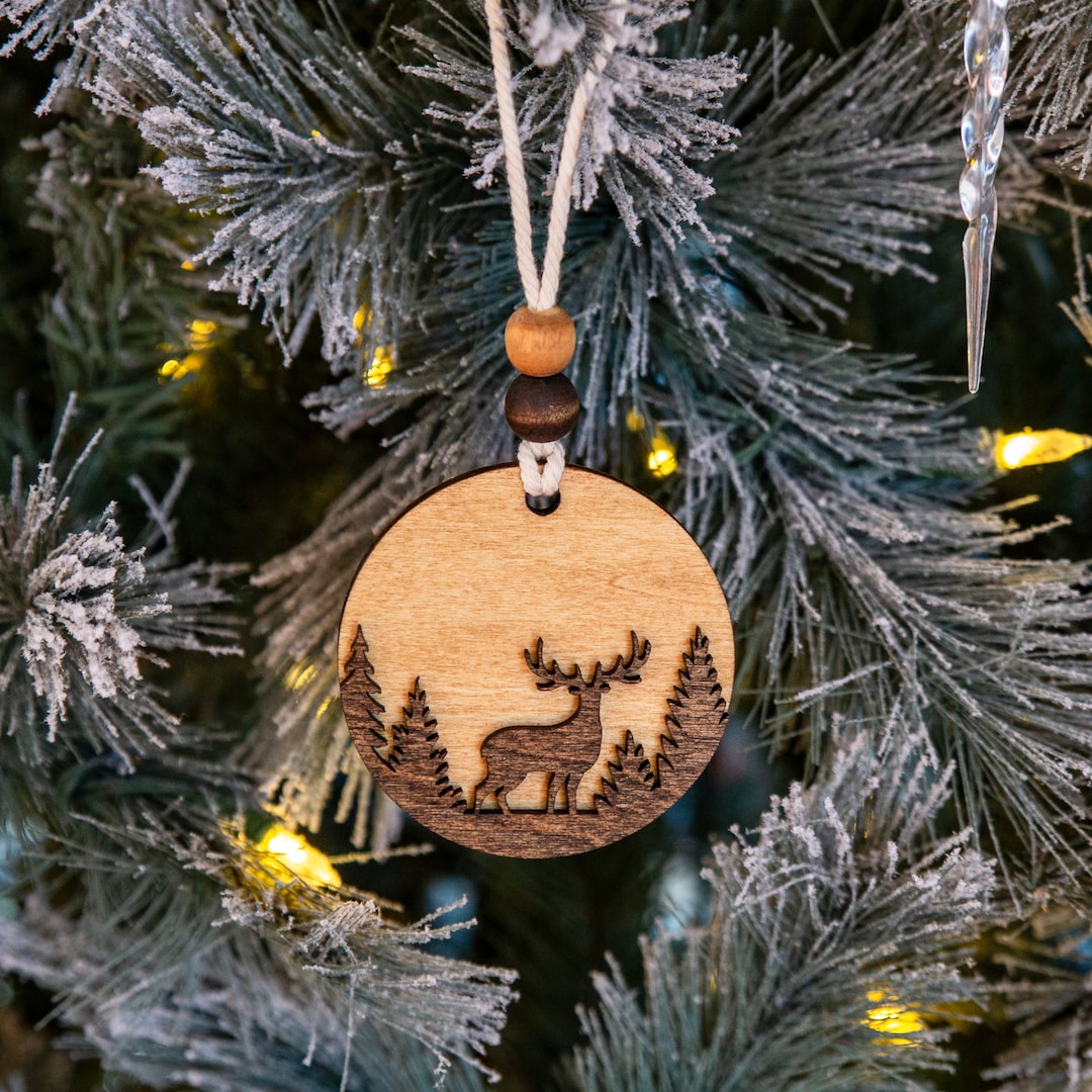 Personalized Wooden Deer Christmas Ornament, Buck Deer Holiday ...