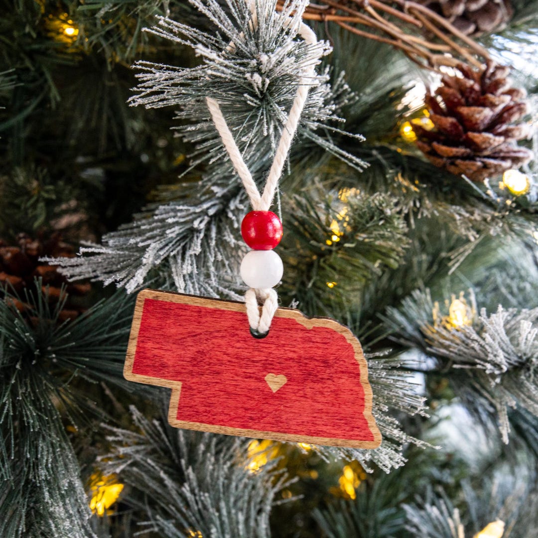 Nebraska State Christmas Ornament – Solid Wood Laser Cut Decor ...