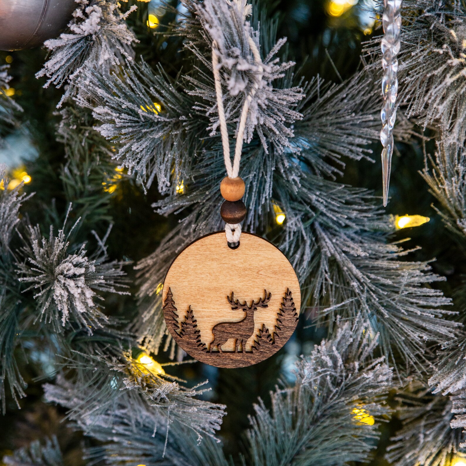 Personalized Wooden Deer Christmas Ornament, Buck Deer Holiday ...