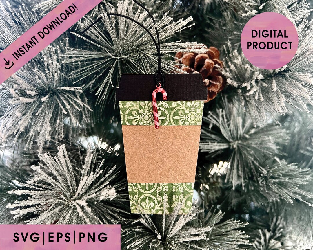 Coffee Cup Gift Tag SVG EPS PNG Digital Download - Layered Template ...