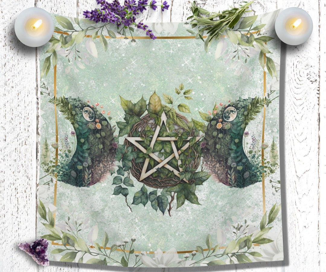 Green Witch Altar Cloth Nature Witch Wicca Altar Cloth Wicca Décor ...