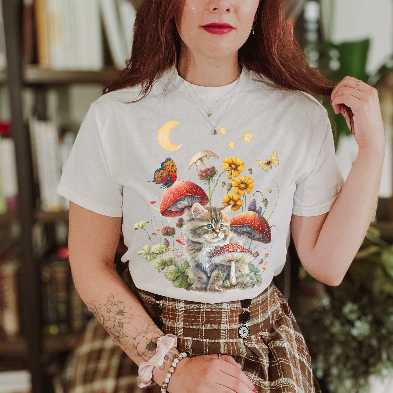 Cat Shirt Cat Cottagecore Shirt Cute Cat Shirt Forestcore - Etsy