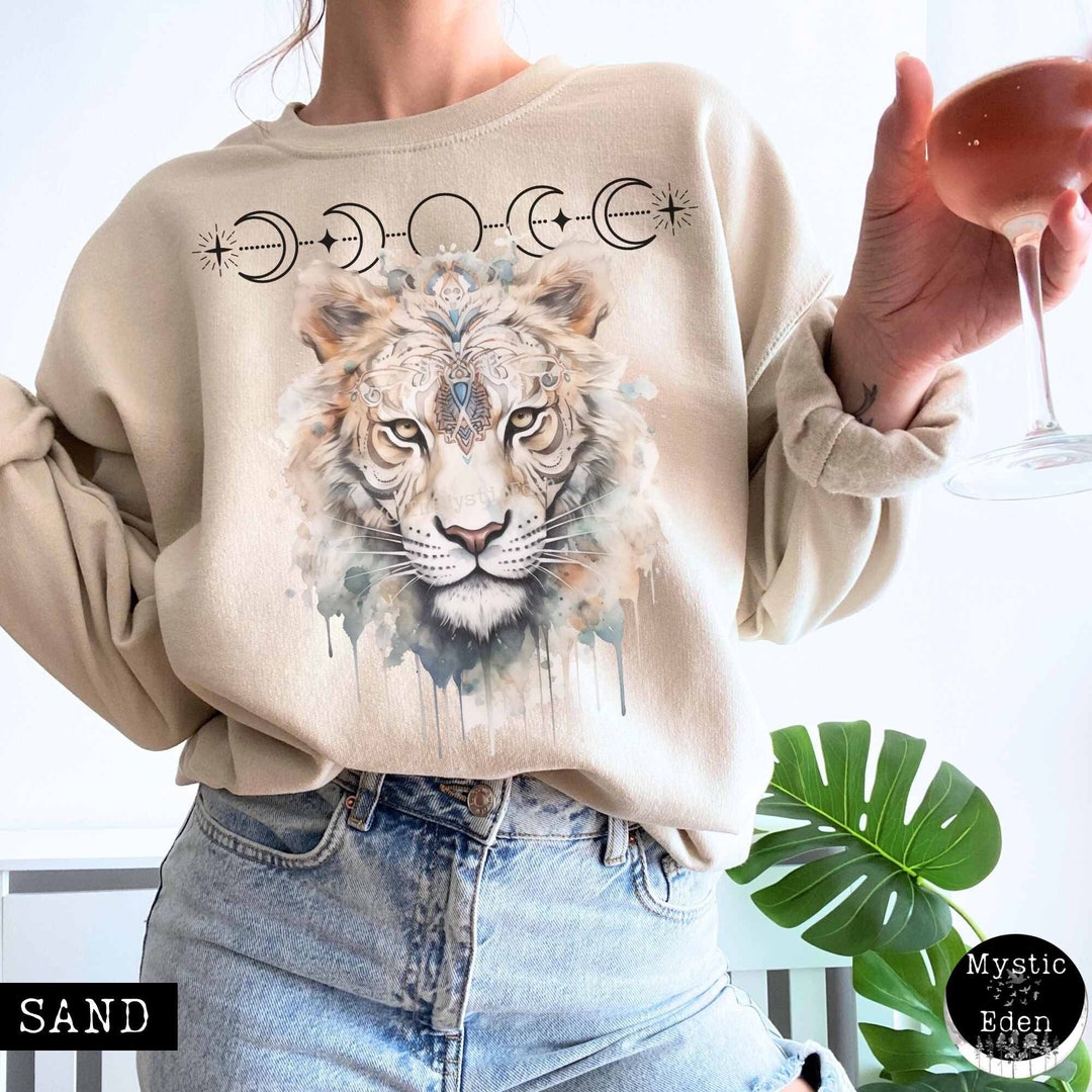 Tiger Sweatshirt White Tiger Shirt Tiger Face Shirt Vintage Cottagecore ...