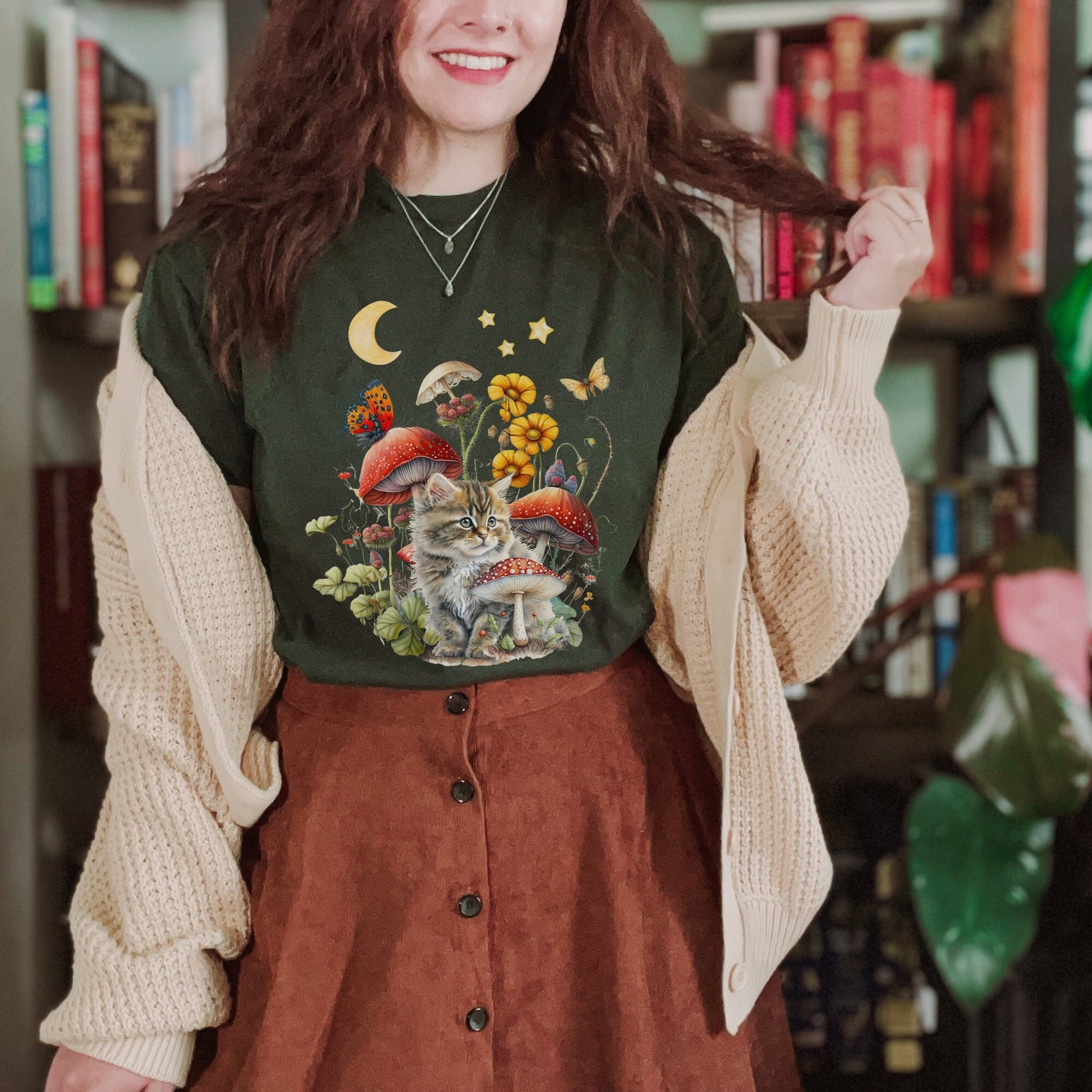 Cat Shirt Cat Cottagecore Shirt Cute Cat Shirt Forestcore - Etsy