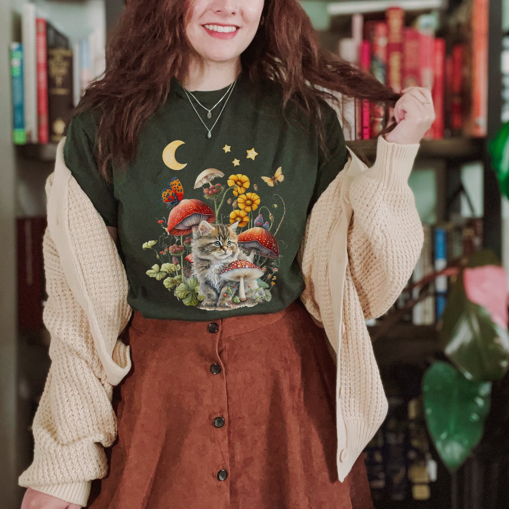 Cat Shirt Cat Cottagecore Shirt Cute Cat Shirt Forestcore - Etsy