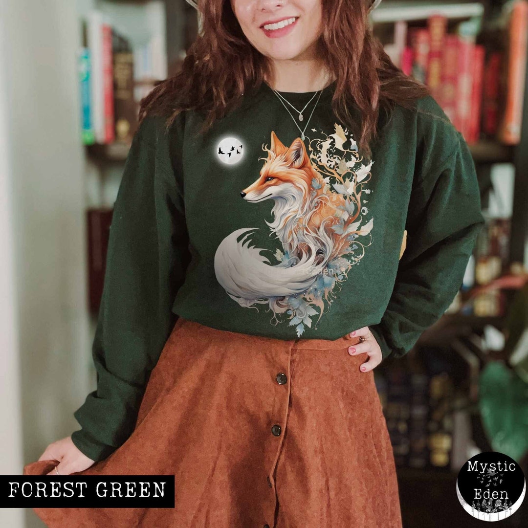 Witchy Fox Sweatshirt Cottagecore Mystical Sweatshirt Goblincore Fox ...