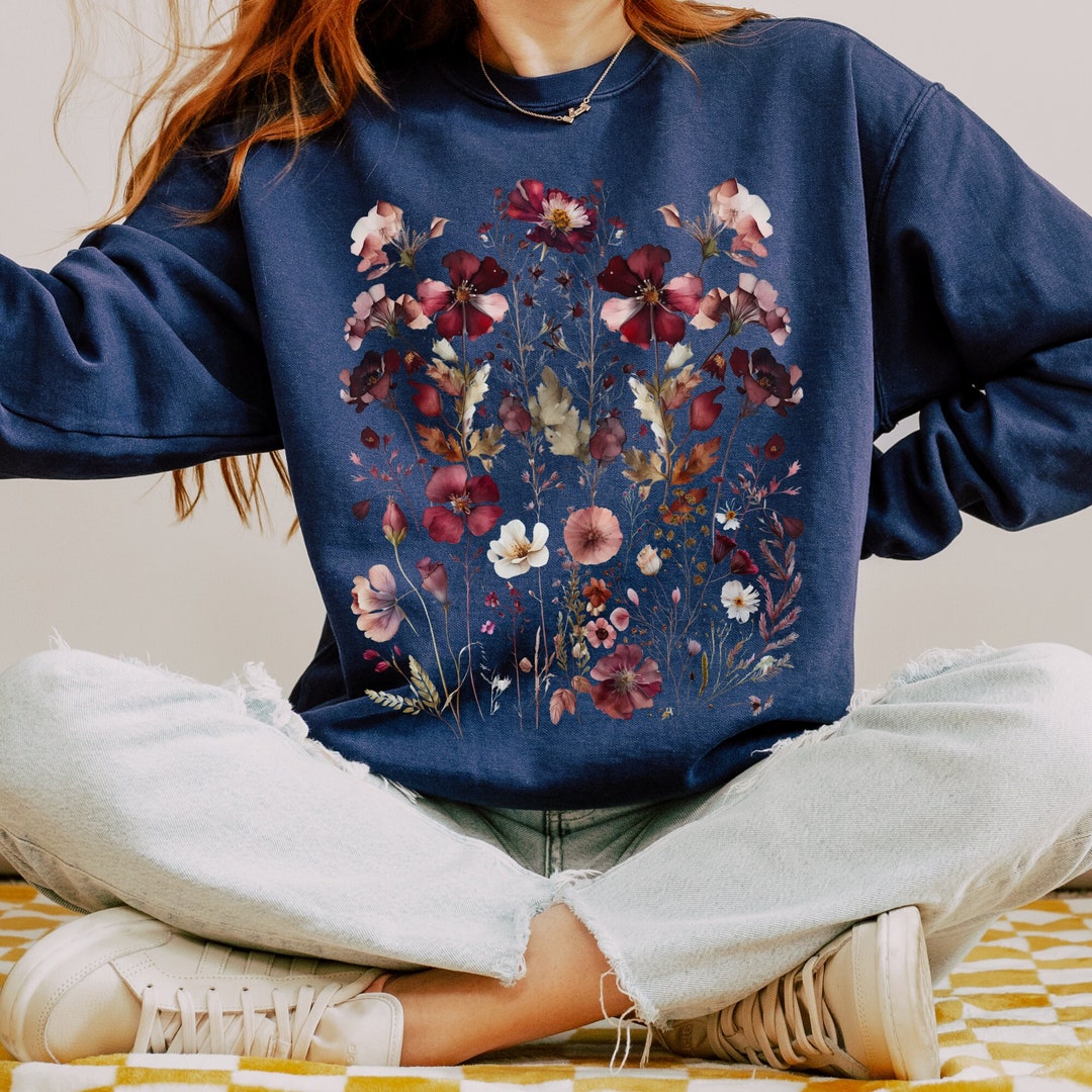 Vintage Wildflower Sweatshirt Boho Floral Sweater Cottagecore ...