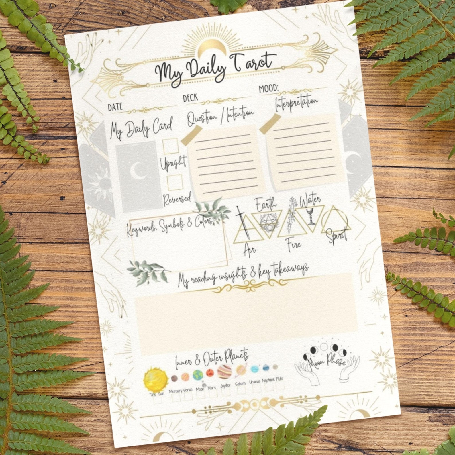 One Card DAILY TAROT SPREAD Daily Tarot Journal Daily - Etsy