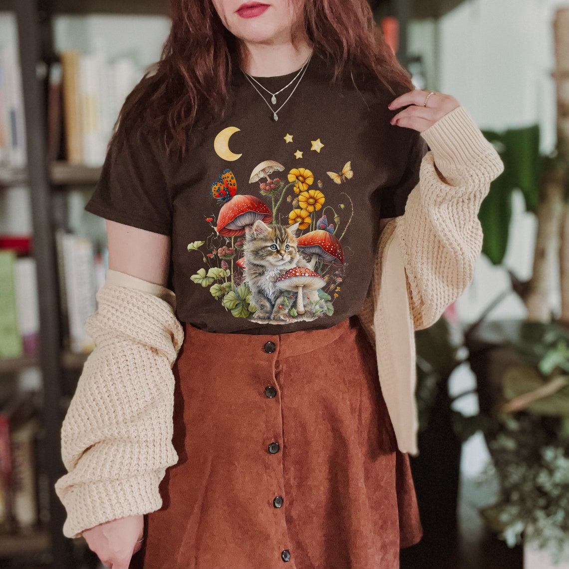 Cat Shirt Cat Cottagecore Shirt Cute Cat Shirt Forestcore - Etsy