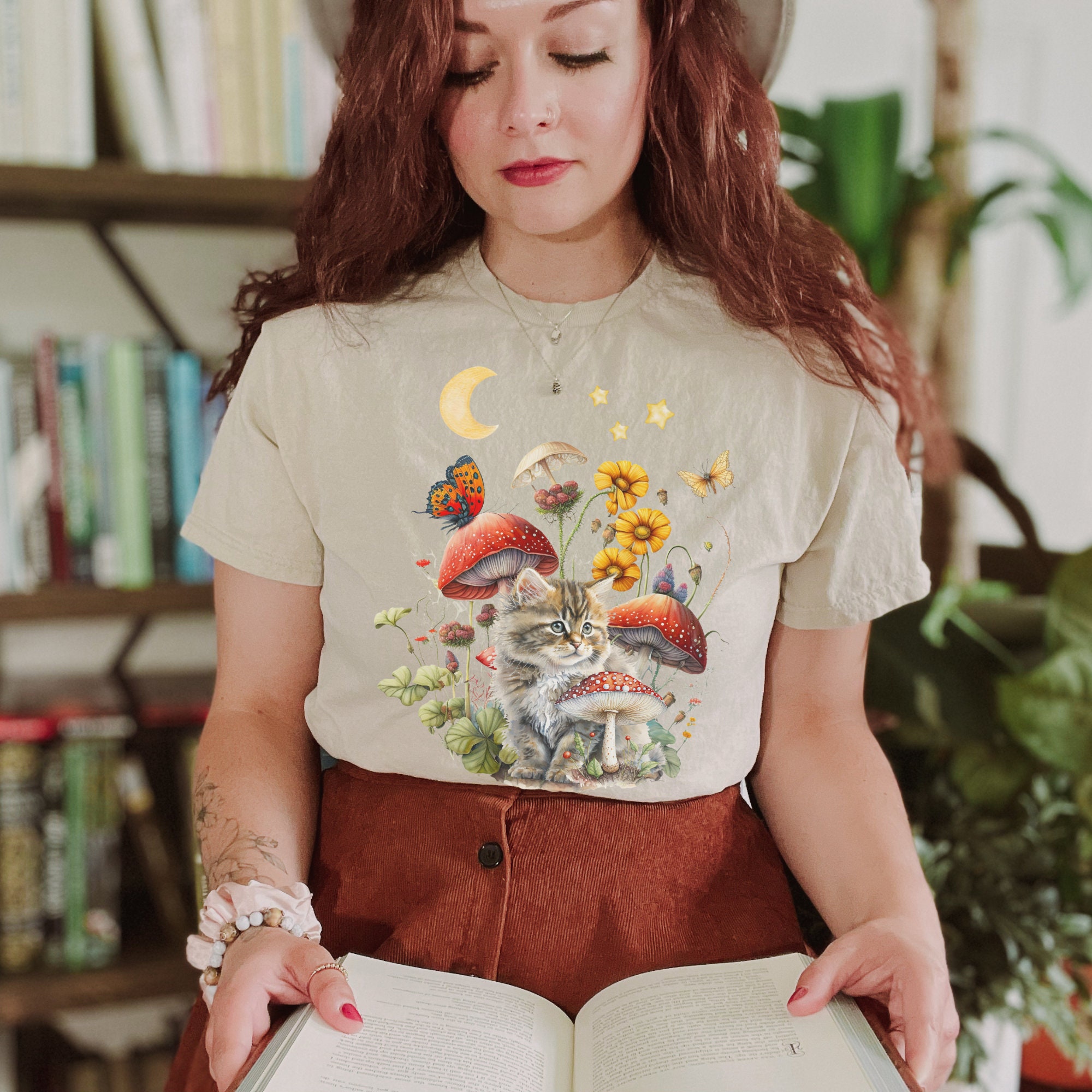 Cat Shirt Cat Cottagecore Shirt Cute Cat Shirt Forestcore - Etsy