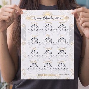 LUNAR CALENDAR 2023 | Lunar Phase Calendar | 2023 Lunar Calendar Printable | Printable Lunar ...