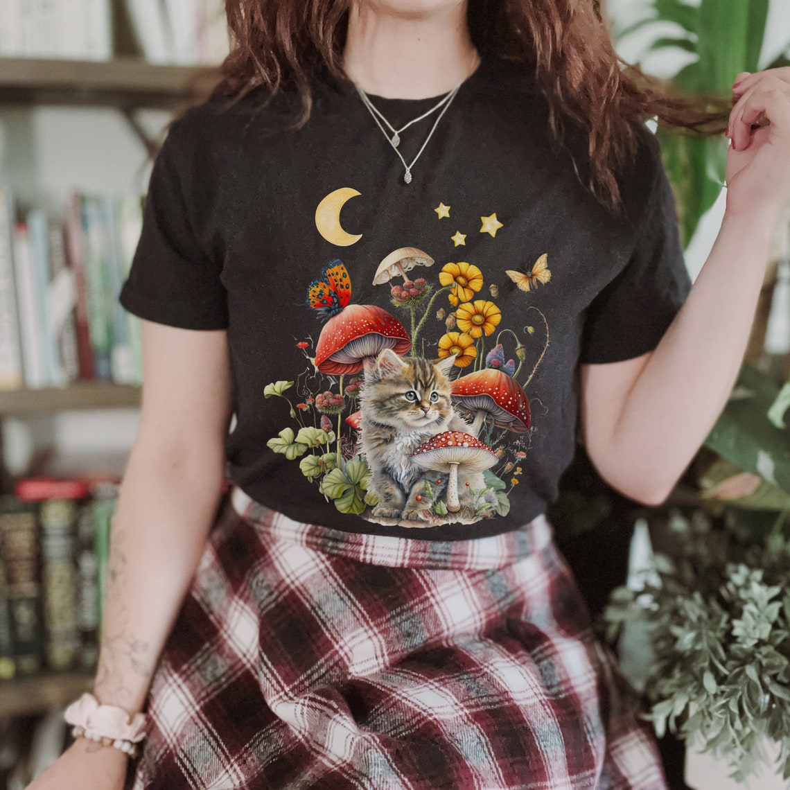 Cat Shirt Cat Cottagecore Shirt Cute Cat Shirt Forestcore - Etsy
