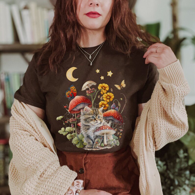 Cat Shirt Cat Cottagecore Shirt Cute Cat Shirt Forestcore - Etsy