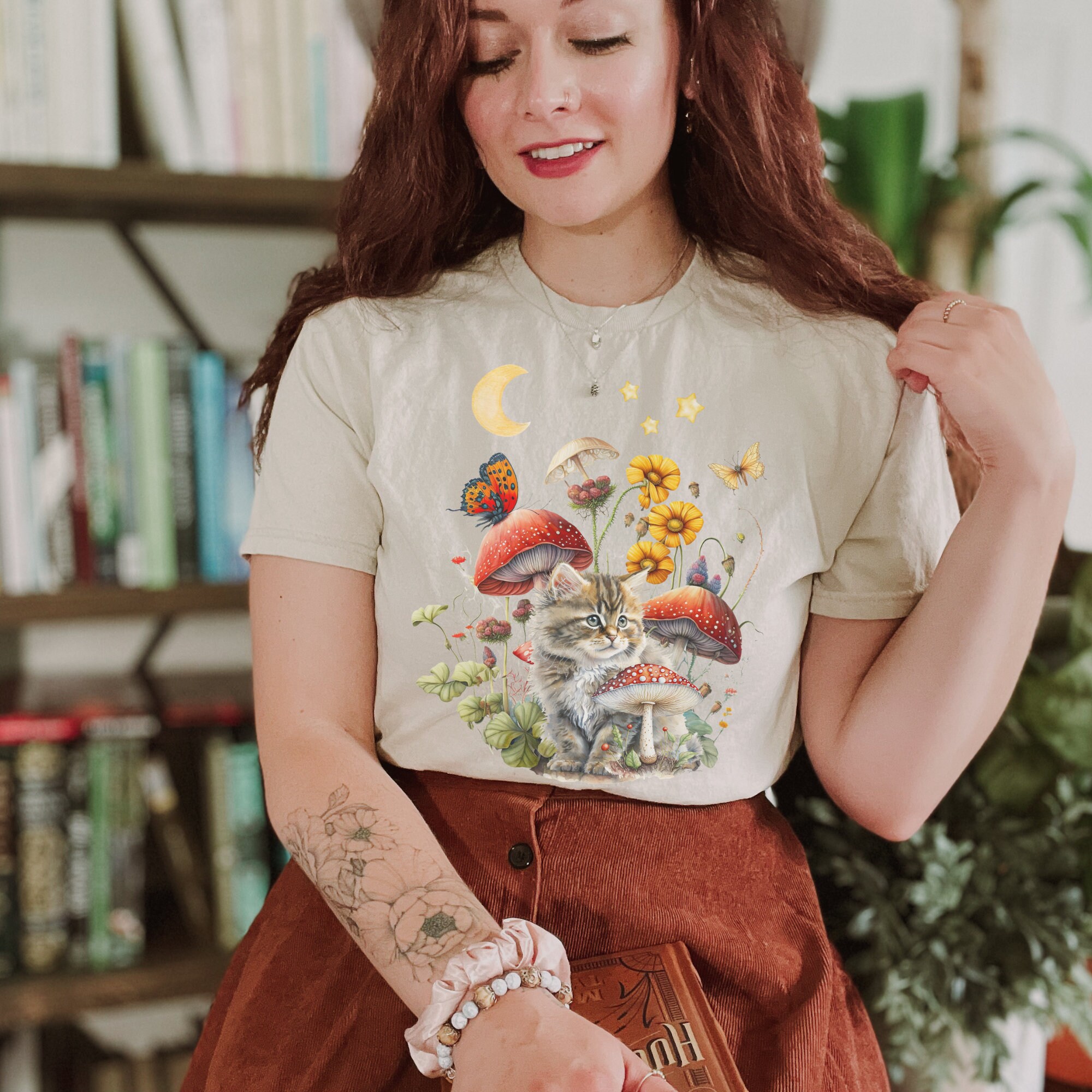 Cat Shirt Cat Cottagecore Shirt Cute Cat Shirt Forestcore - Etsy