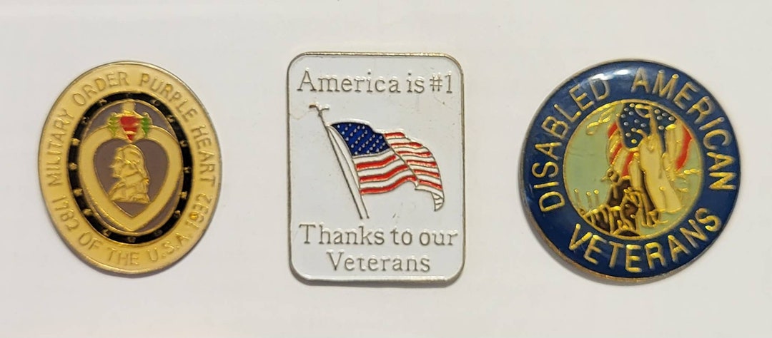 Vintage Enamel Pins // Military Order Purple Heart // America is 1 ...
