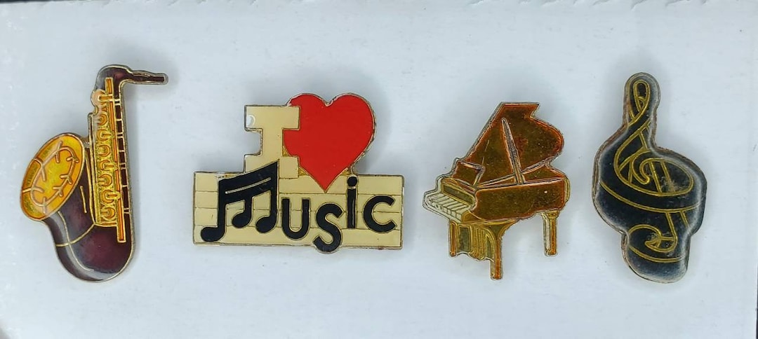 Vintage Enamel Music Pins // Saxophone // Piano // Music Notes // I ...