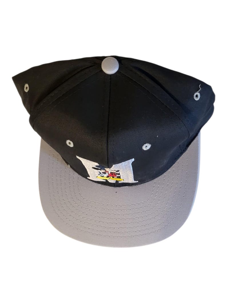 Vintage Mickey Mouse “M” Snapback Hat – Black & Silver Disney Cap, 90s ...