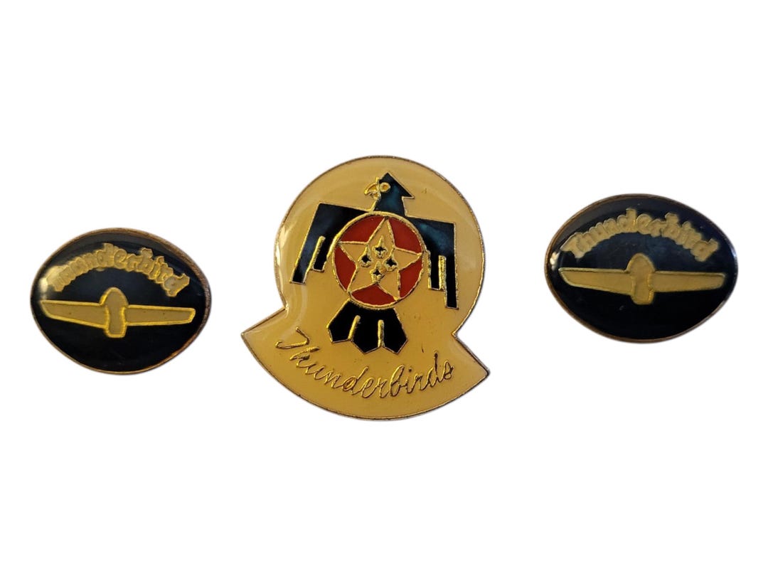 Vintage Thunderbird Lapel Pin Set – Set of 3 - Airplane & USAF Logo ...