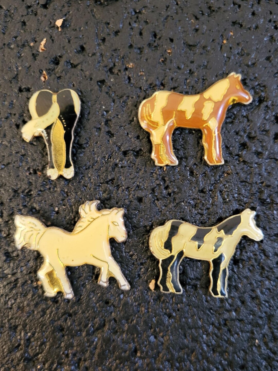 Vintage Enamel Horse Pins Set – Set of 4 - Equestrian Lapel Pin ...