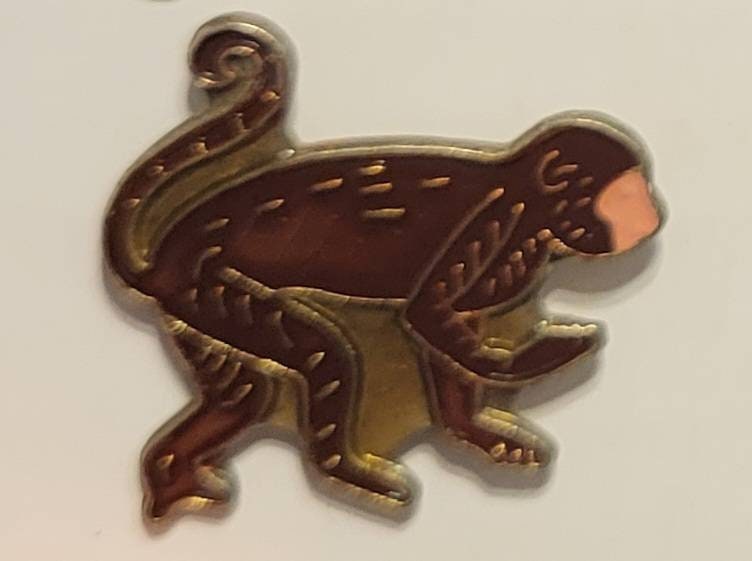 Vintage Enamel Wildlife Pins // Cougar Panther Big Cat / Monkey / Panda ...