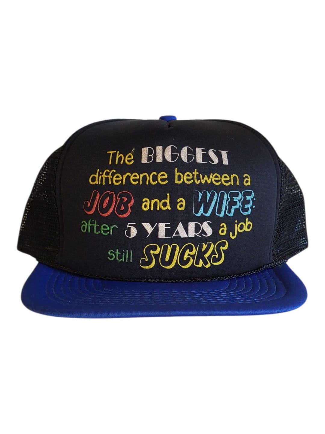Funny Trucker Hat – “biggest Difference Between a Job and a Wife” Mesh ...