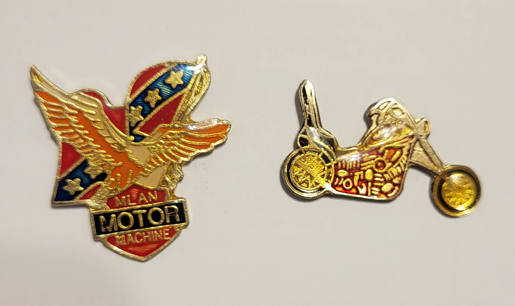 Vintage Enamel Pins // Rare Motorcycle Pins // Mean Motor Machine ...