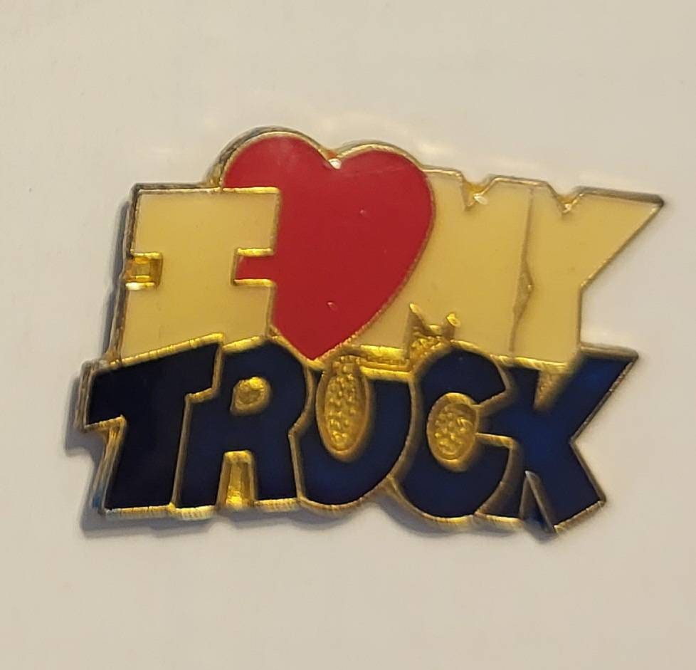 Vintage Enamel Trucker Pins // Retro Big Rig Pins // Red and Gold Semi ...