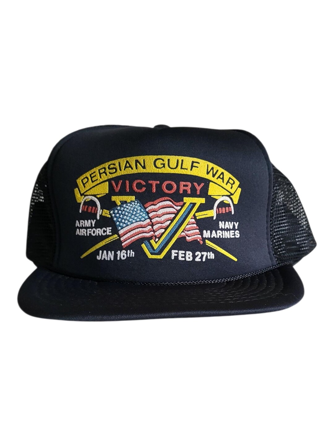 Vintage Persian Gulf War Victory Trucker Hat – 1991 Military Patriotic ...
