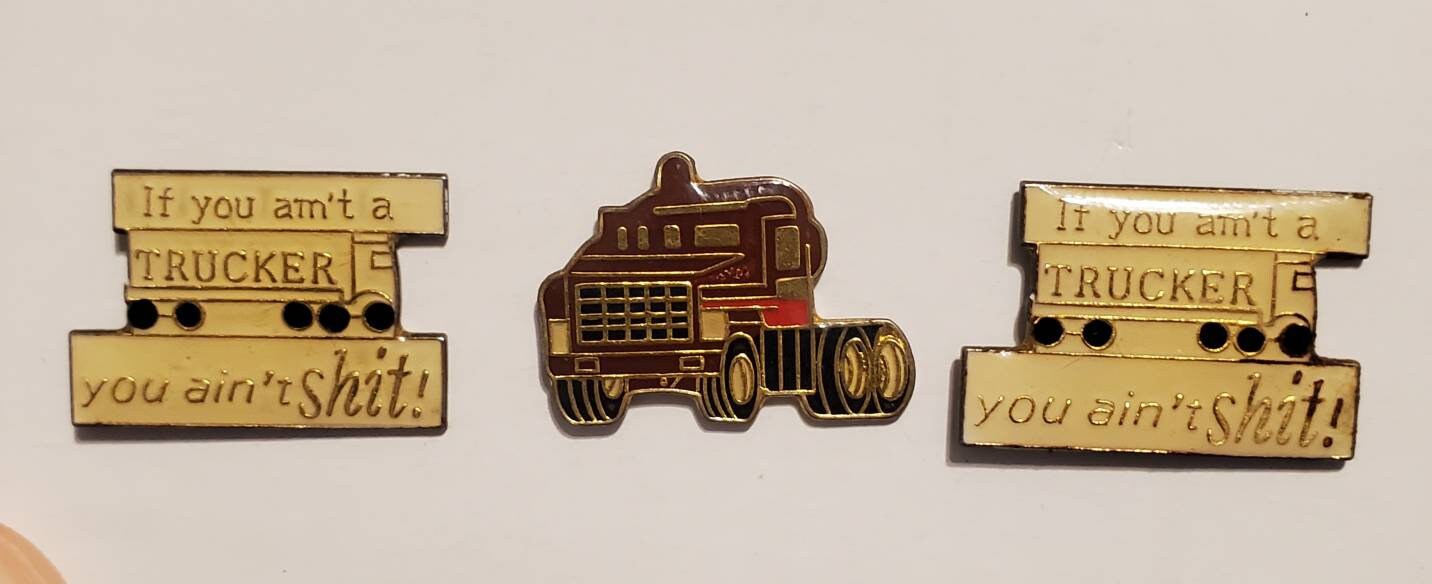 Vintage Enamel Trucker Pins // Retro Big Rig Pins // Semi Truck Trailer ...