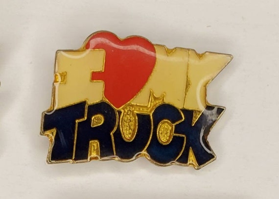 Vintage Enamel Trucker Pins // Retro Big Rig Pins // … - Gem