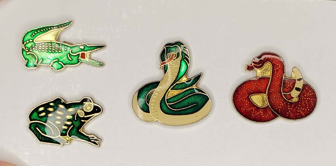Vintage Enamel Wildlife Pins // Frog / Alligator / Snakes Pins // River ...