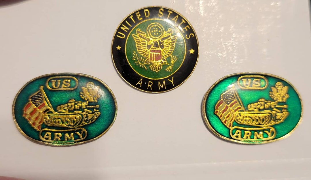 Vintage Enamel Army Pins // Set of 3 // US Army // United States of ...