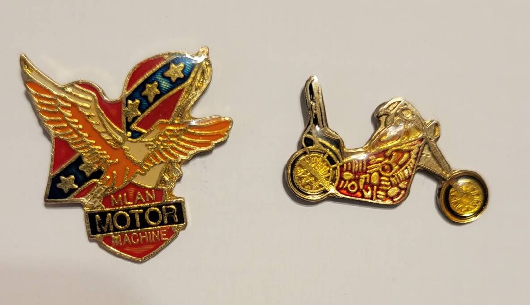 Vintage Enamel Pins // Rare Motorcycle Pins // Mean Motor Machine ...