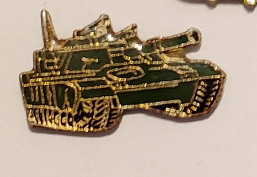 Vintage Enamel Pins // Army Tank Green and Gold Tone // Ch-47 Chinook Helicopter // Military ...