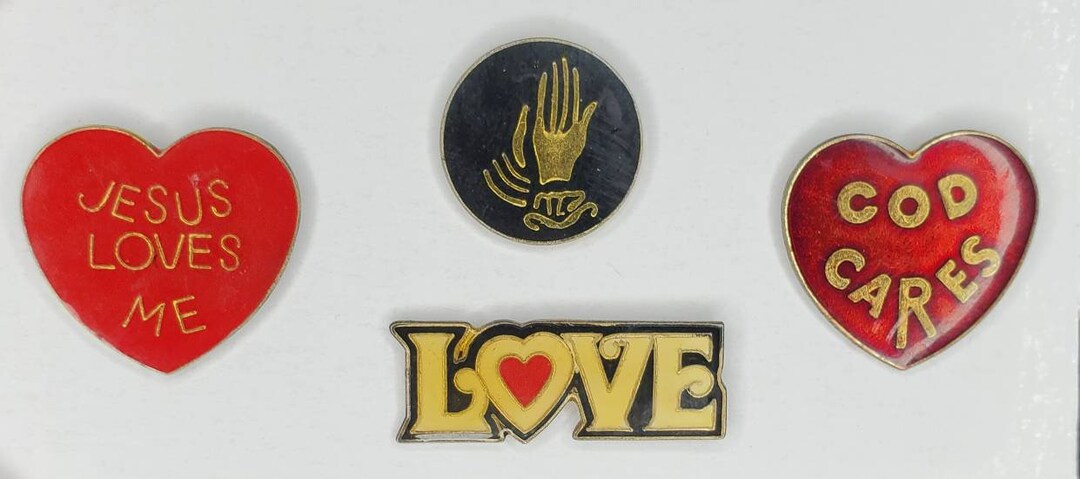 Vintage Enamel God and Jesus Pins // Jesus Christ Pins // Jesus Loves ...