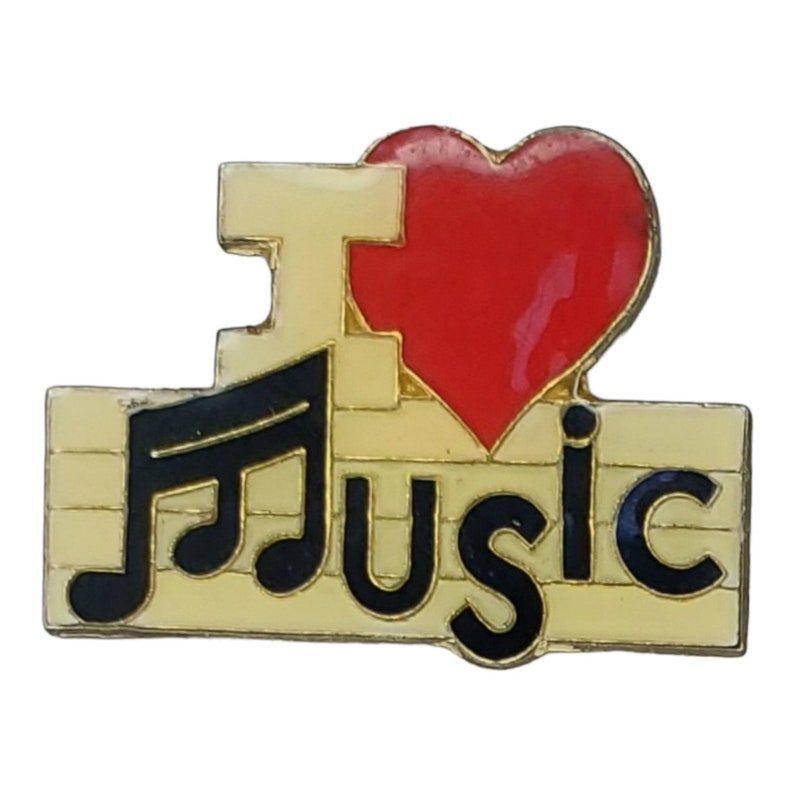 Vintage Enamel Music Pins // Music Notes // I Love Music // True ...