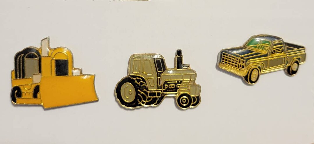 Vintage Enamel Pins // Bull Dozer Machinery // Tractor // John Deere ...