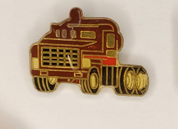 Vintage Enamel Trucker Pins // Retro Big Rig Pins // … - Gem