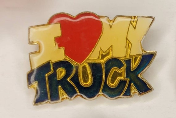 Vintage Enamel Trucker Pins // Retro Big Rig Pins // … - Gem
