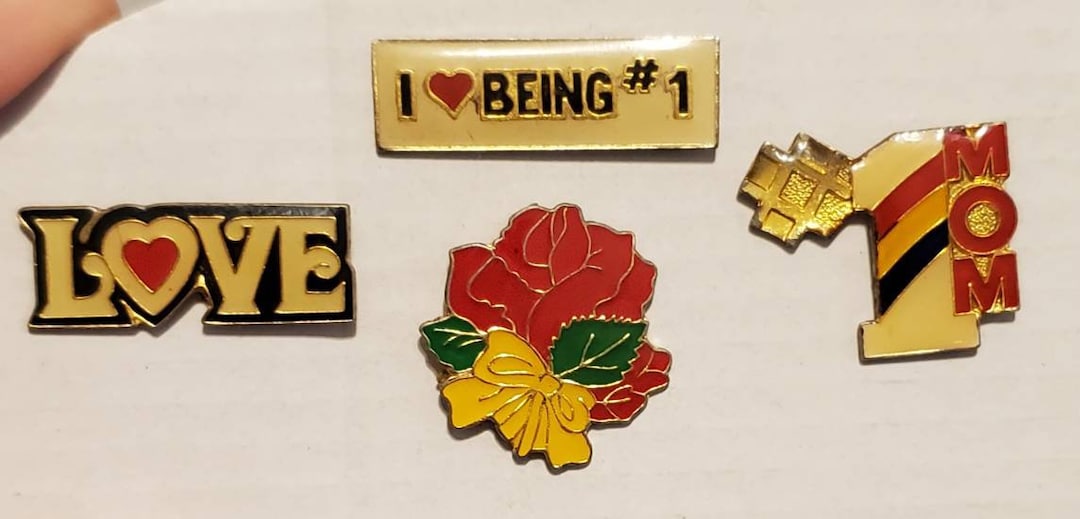 Vintage Enamel Pins // Love // Number 1 Mom // I Love Being Number 1 ...